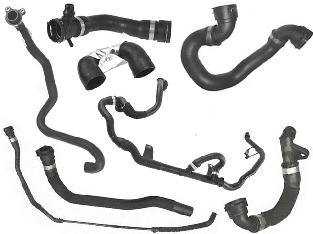 BMW e90 3.0L A/T Radiator Hose KIT (8 pcs) FRESH stock coolant water ...
